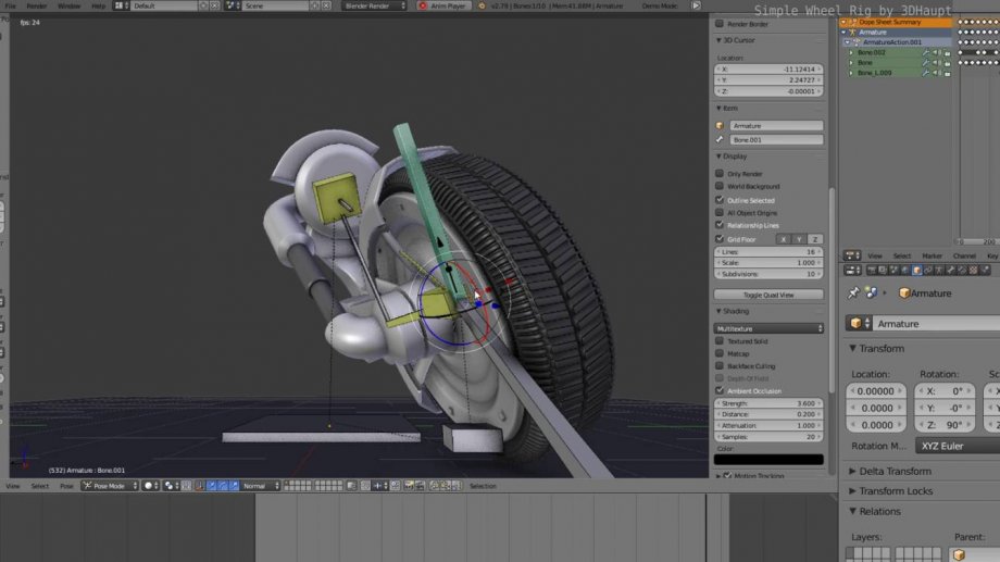 Simple wheel rig with hydraulics Free 3D Model - .tbscene .stl . .obj ...