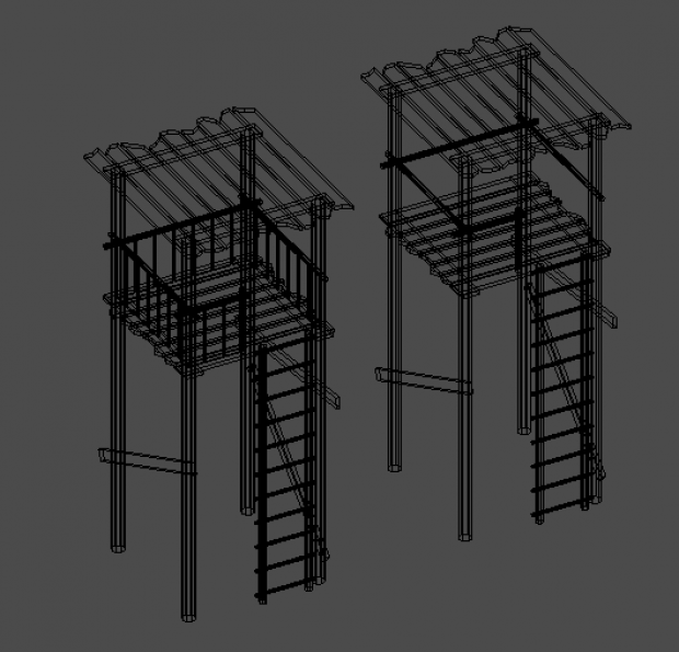 2 Wood towers Free 3D Model - .3ds .obj .dae .blend .fbx .stl - Free3D