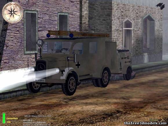 Fire truck German WW2-era Benz LLG + TSA Free 3D Model - .3ds .obj .max ...