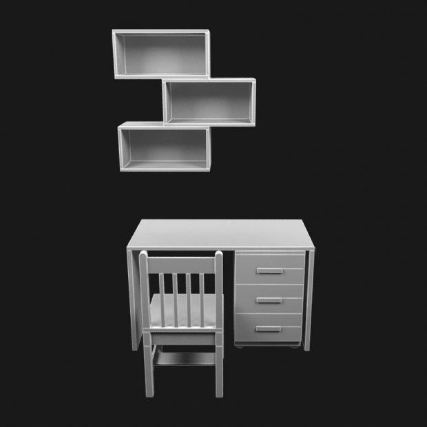 Kids Reading Table 01 Free 3D Model - .3ds .obj .max .fbx .mtl - Free3D