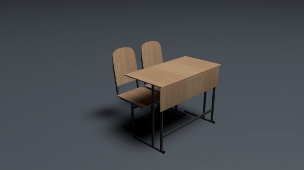 School Table Free 3D Model - .c4d - Free3D