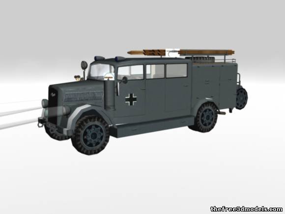 Fire truck German WW2-era Opel KS15 Free 3D Model - .3ds .obj .max ...