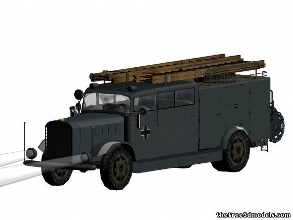 Fire truck German WW2-era Benz KS25 Free 3D Model - .3ds .obj .max ...