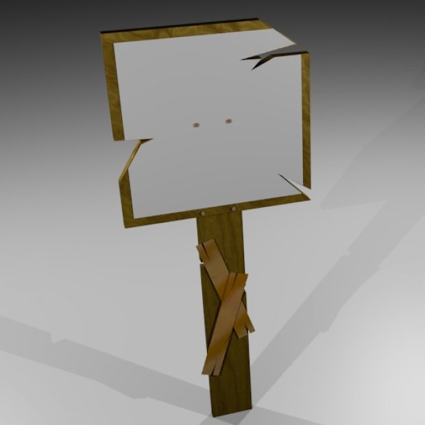 Broken Wooden Sign Free 3D Model - .blend - Free3D