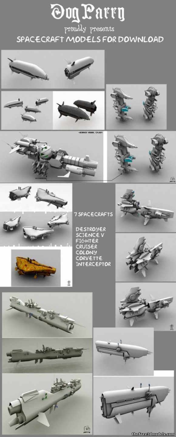 7 Space crafts Free 3D Model - .3ds .c4d - Free3D
