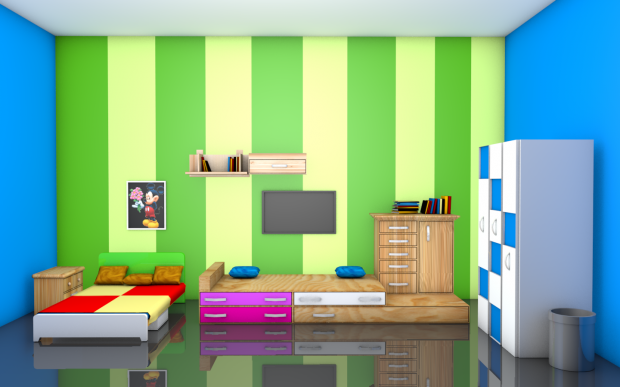 Kids Room Interior Free 3D Model - .obj .c4d .fbx - Free3D