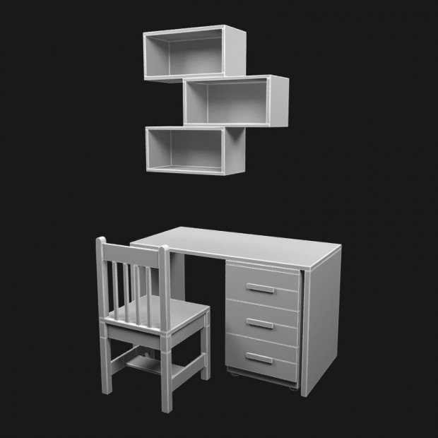Kids Reading Table 01 Free 3D Model - .3ds .obj .max .fbx .mtl - Free3D