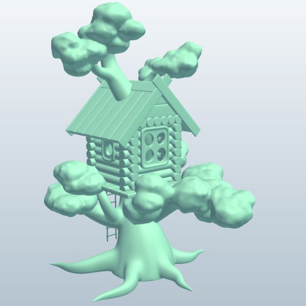 Fantasy Tree House Log Cabin v1 Free 3D Model - .obj .stl - Free3D