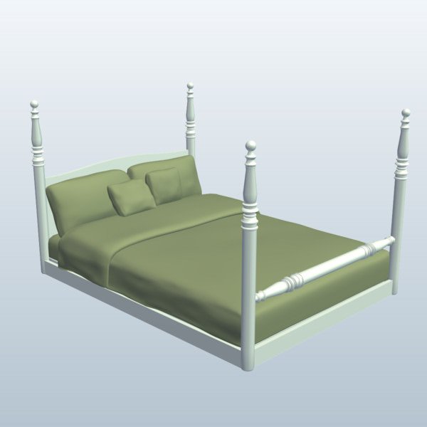 Full Size Bed with Thyme Sheets v1 Free 3D Model - .obj .stl - Free3D