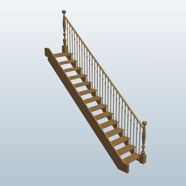 Straight Stair with RightSide BanisterHoney v1 Free 3D Model - .obj ...