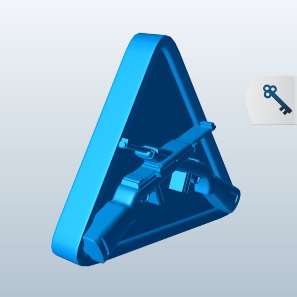 Triangle with guns crossed in center v1 Free 3D Model - .obj .stl - Free3D