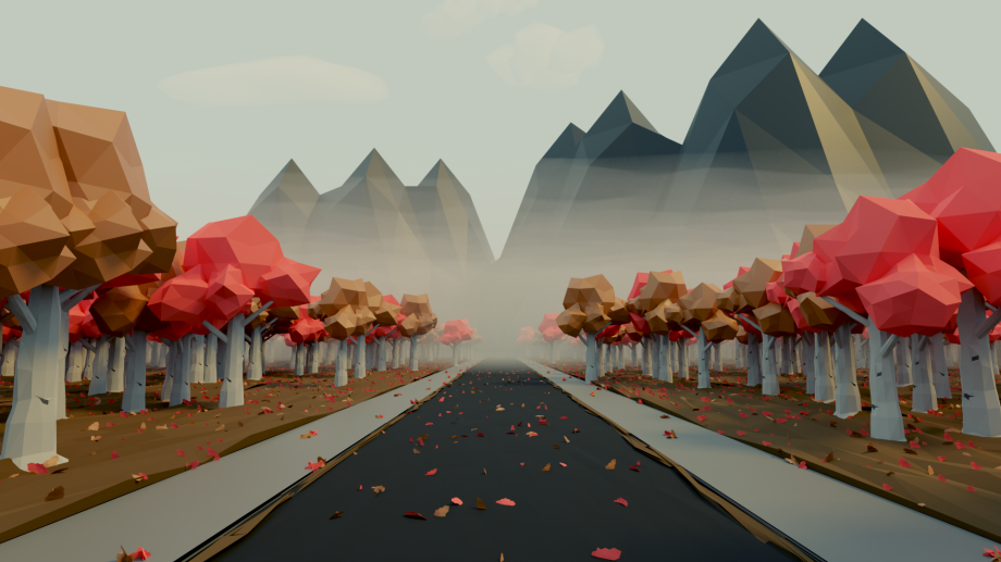 Fall Road Free 3D Model - .blend - Free3D