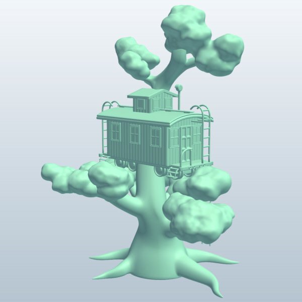 Fantasy Tree House Train Caboose v2 Free 3D Model - .obj .stl - Free3D
