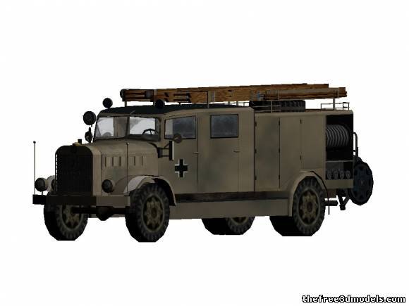 Fire truck German WW2-era Benz LF25 Free 3D Model - .3ds .obj .max ...