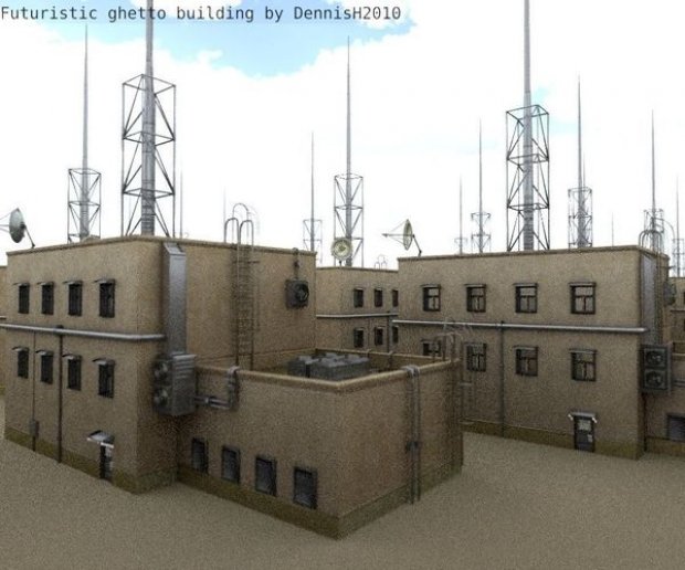 Futuristic Ghetto Building Free 3D Model - .3ds .obj .dae .blend .fbx ...