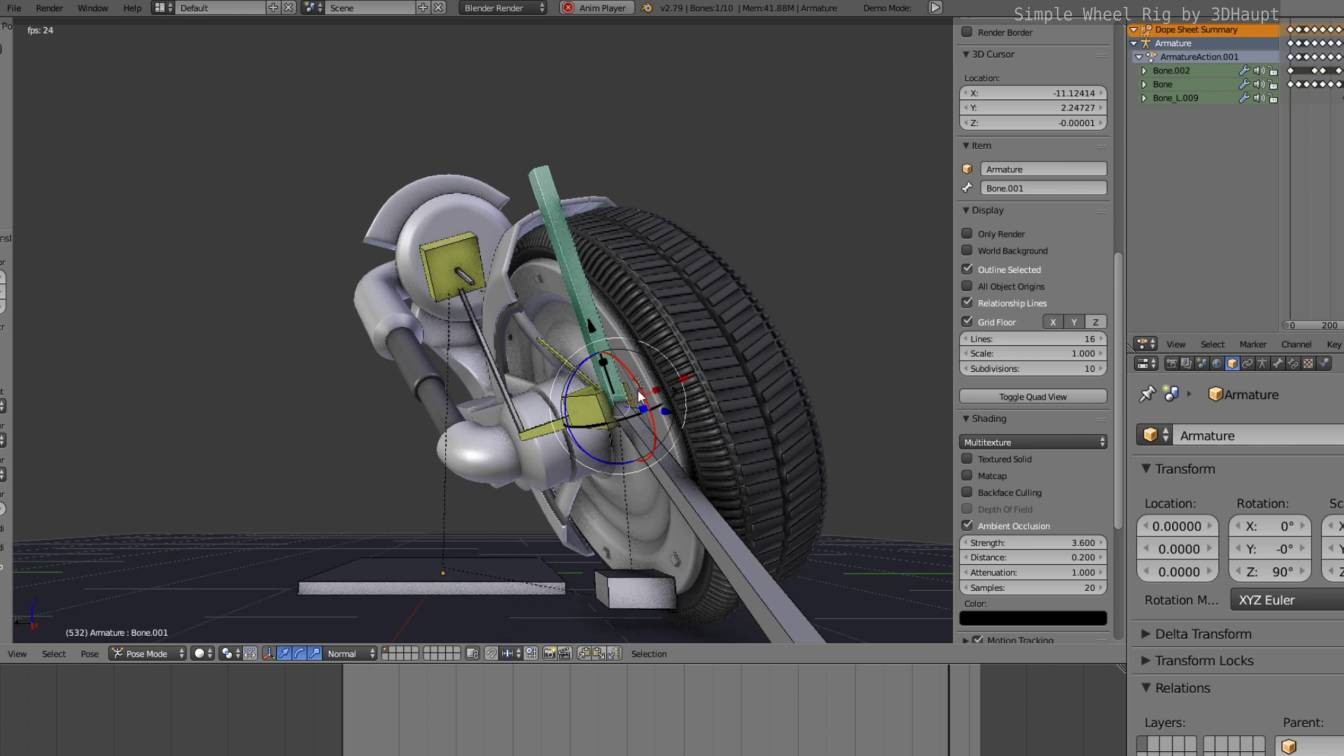 Simple wheel rig with hydraulics Free 3D Model - .tbscene .stl . .obj ...