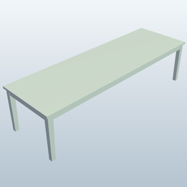 Straight Leg Rectangular Table White V1 Free 3D Model - .obj .stl - Free3D