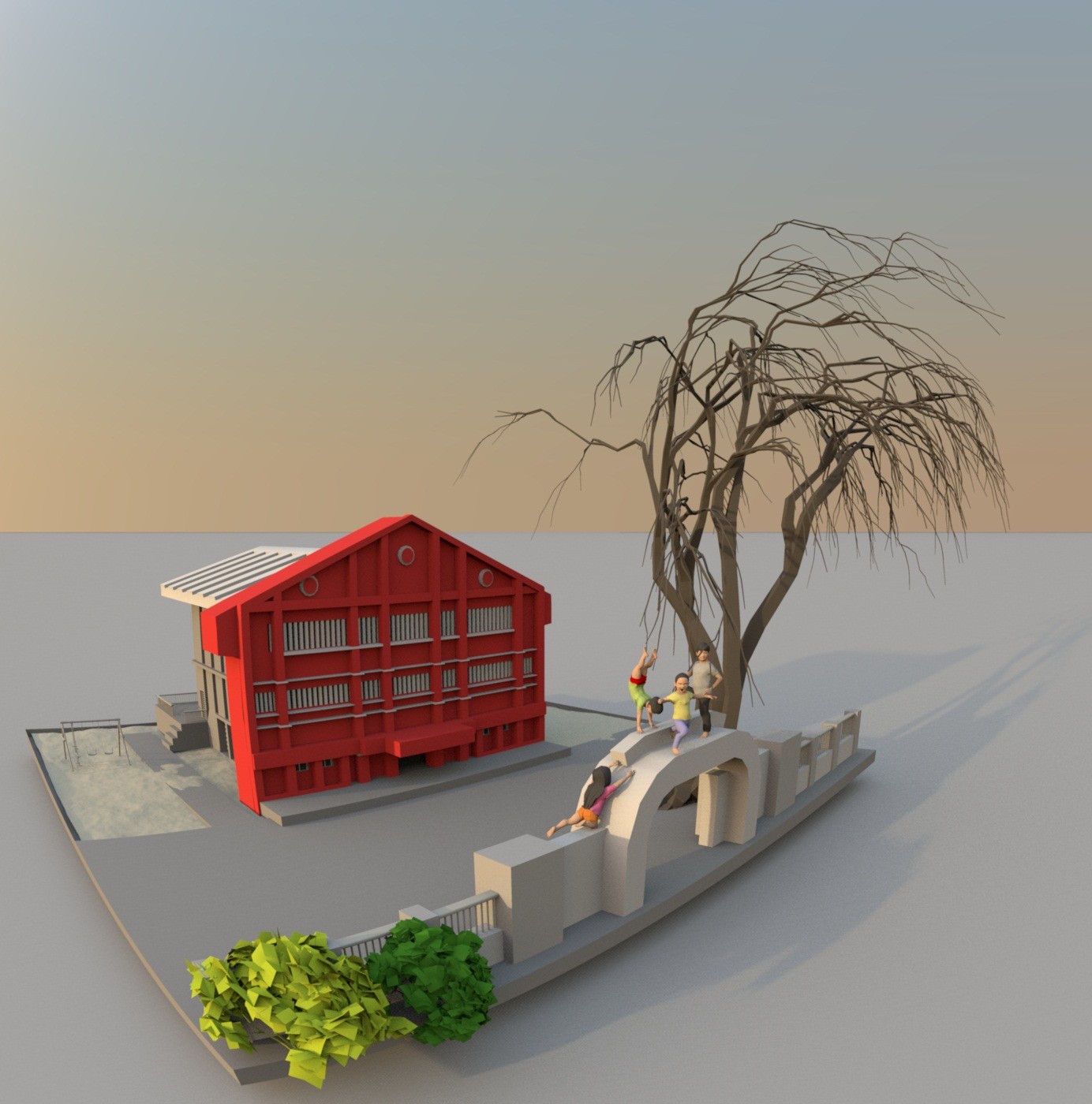 Glan Gymnasium Free 3D Model - .obj - Free3D