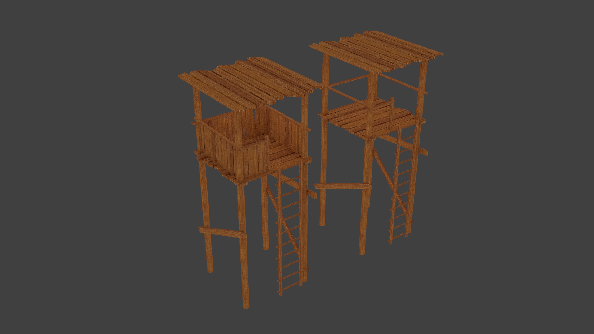2 Wood towers Free 3D Model - .3ds .obj .dae .blend .fbx .stl - Free3D