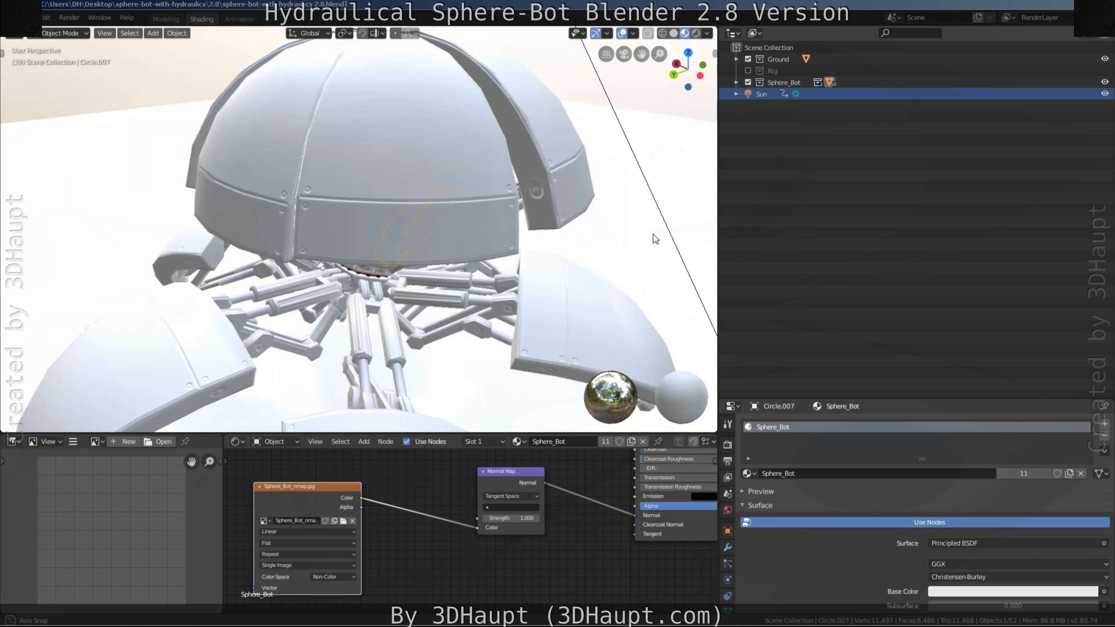 Sphere-Bot 2.8 Version Free 3D Model - .blender .textures .fbx .x .dae ...