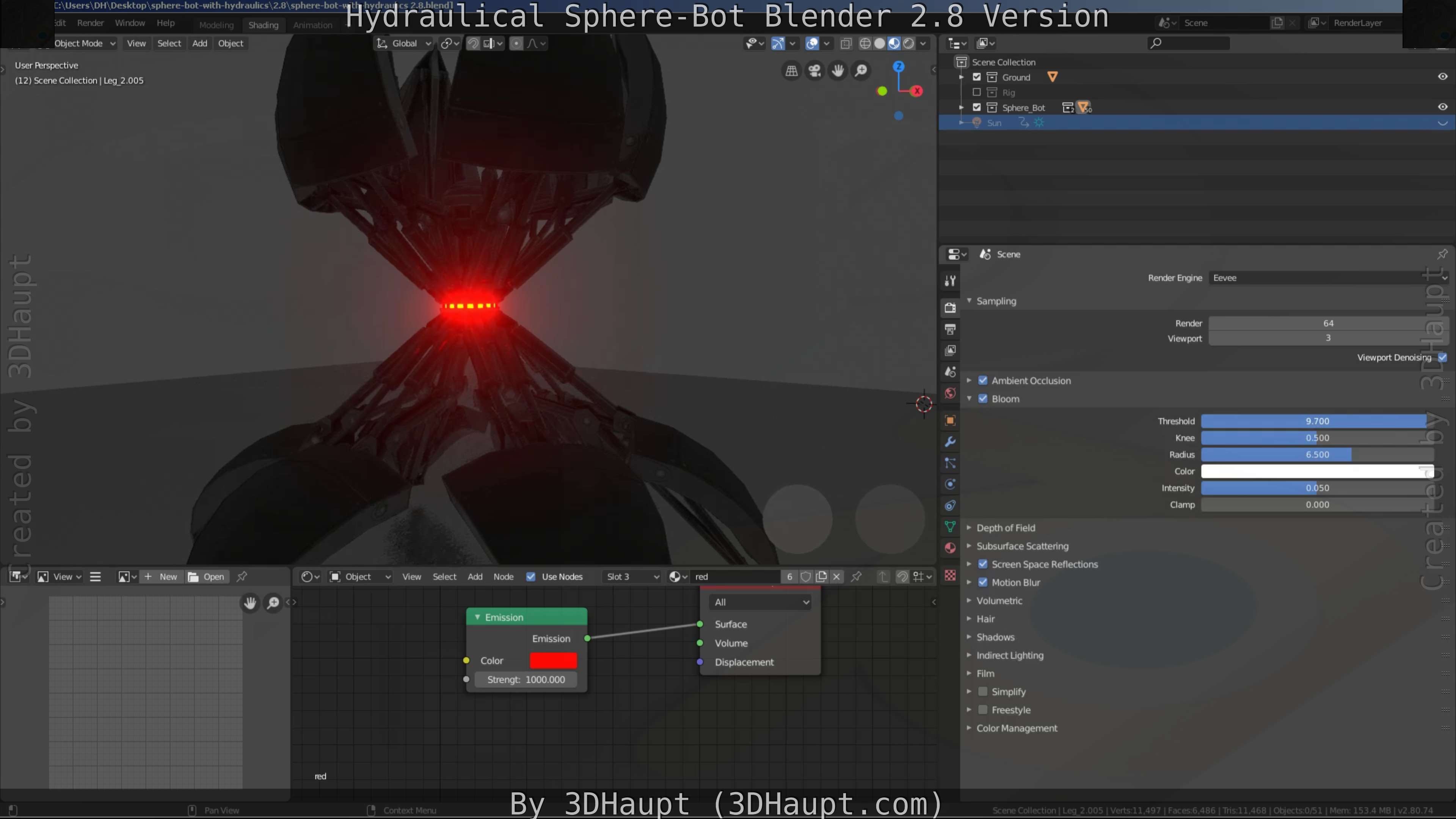 Sphere-Bot 2.8 Version Free 3D Model - .blender .textures .fbx .x .dae ...