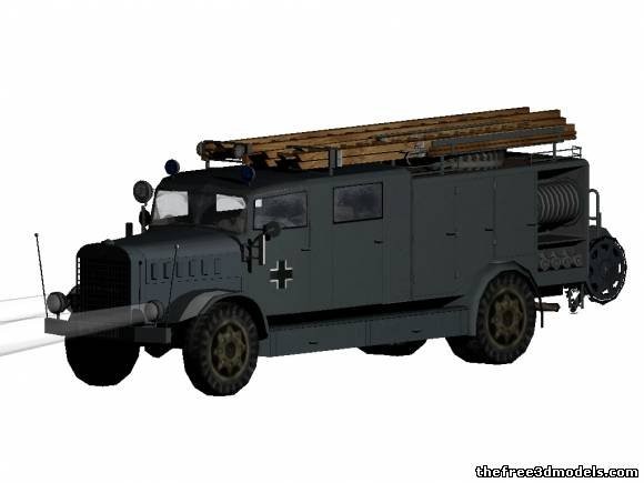 Fire truck German WW2-era Benz LF25 Free 3D Model - .3ds .obj .max ...