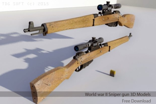 World war II Sniper gun Free 3D Model - .3ds .obj .max .fbx .mtl .dxf ...