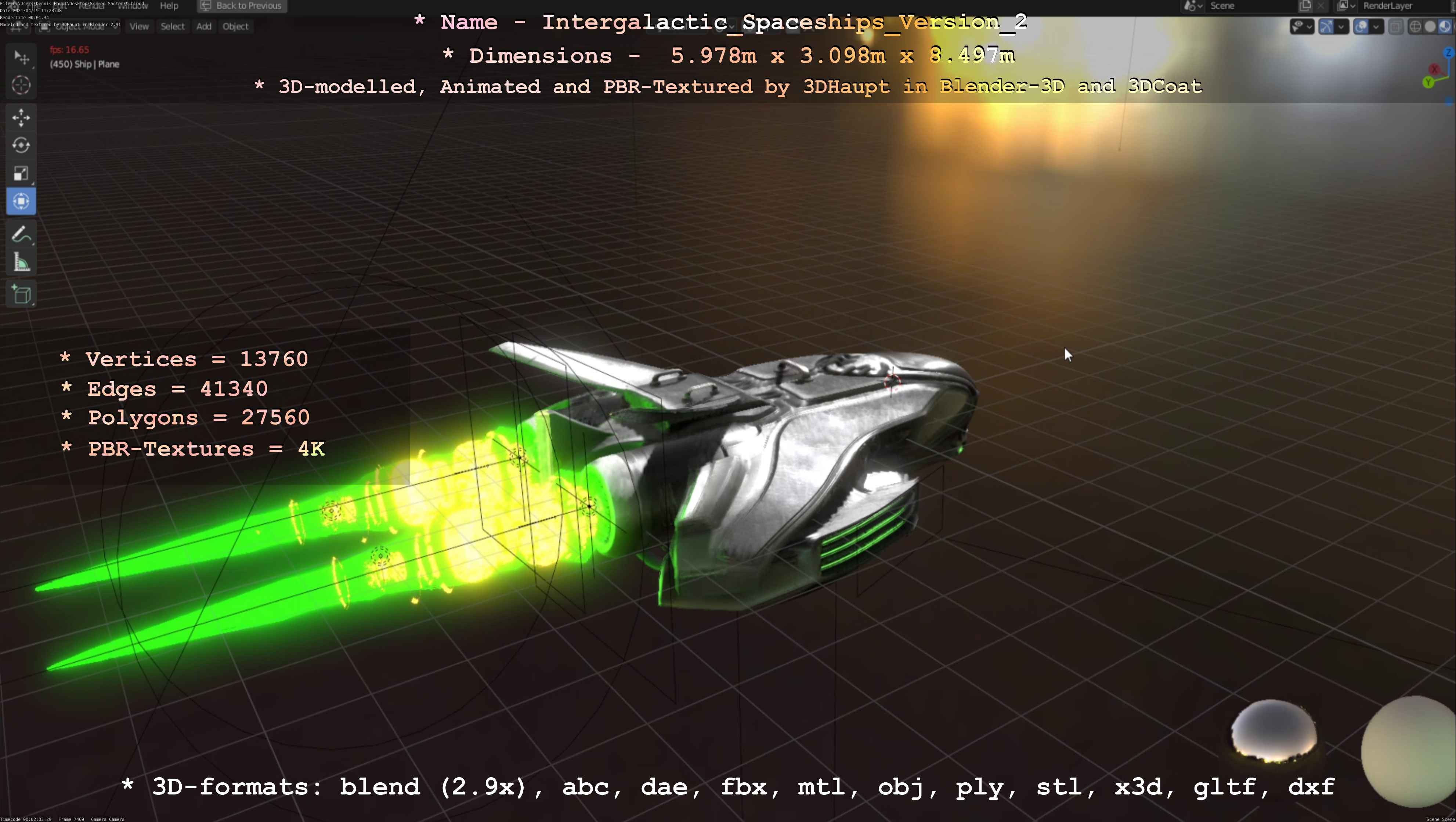 Intergalactic Spaceship Version 2 (Blender-2.92 Eevee) Free 3D Model ...