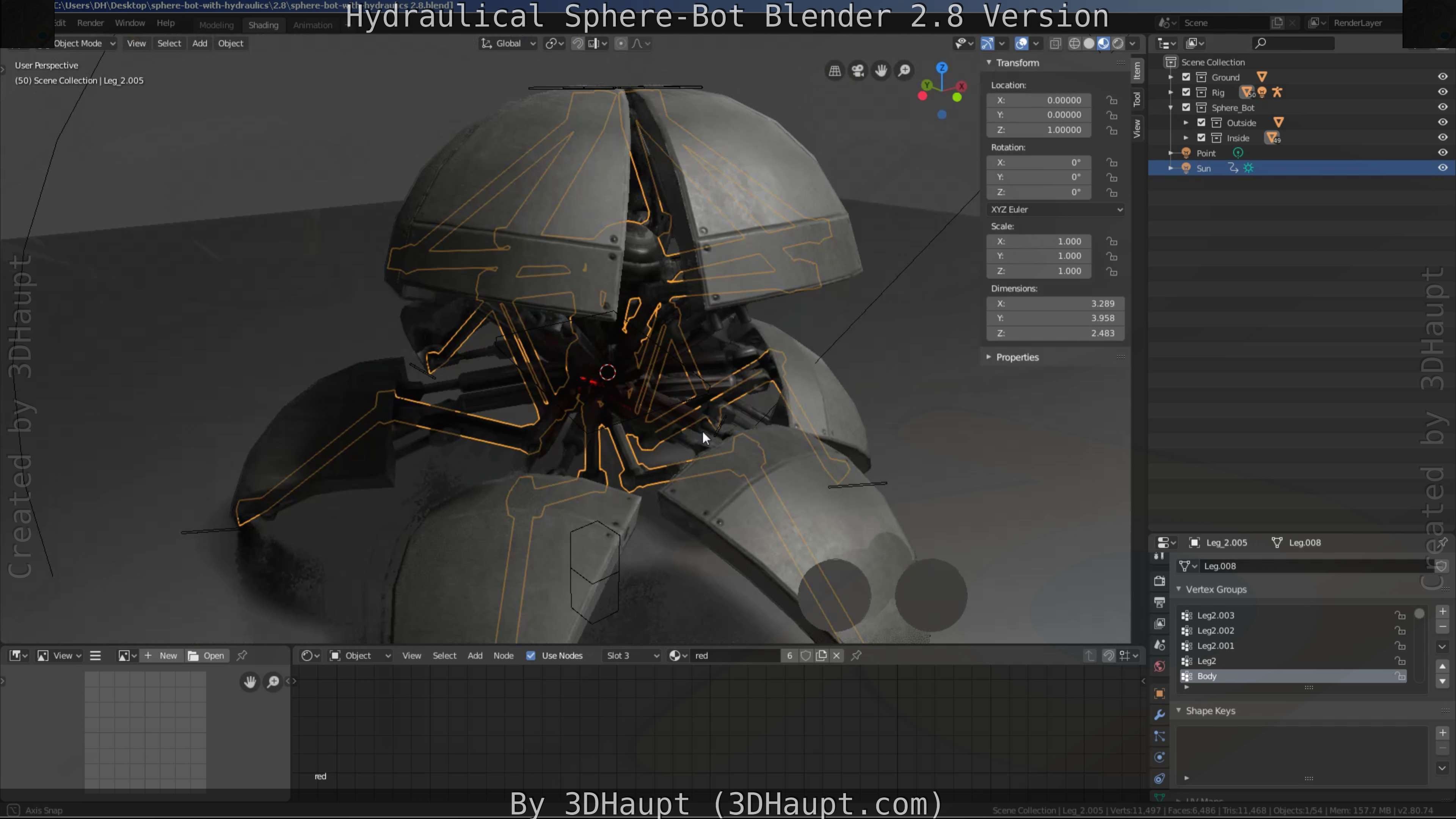 Sphere-Bot 2.8 Version Free 3D Model - .blender .textures .fbx .x .dae ...
