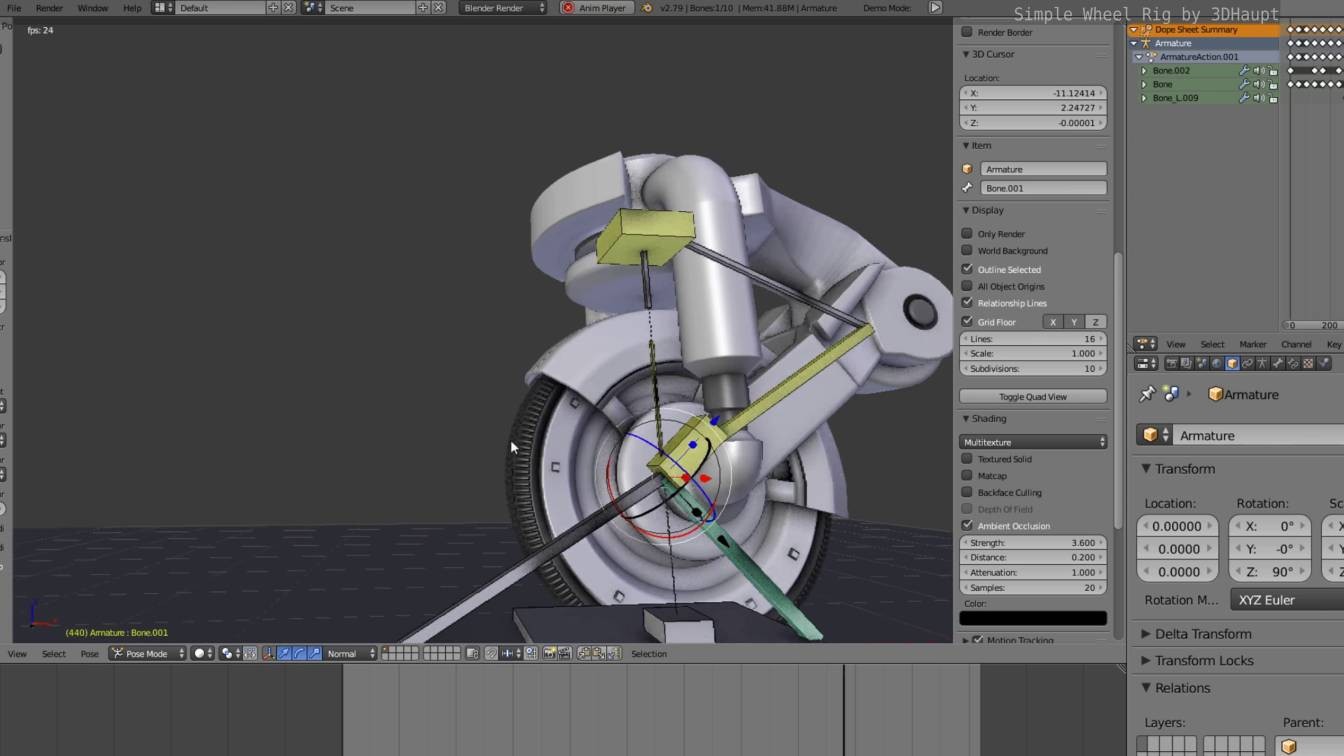 Simple wheel rig with hydraulics Free 3D Model - .tbscene .stl . .obj ...