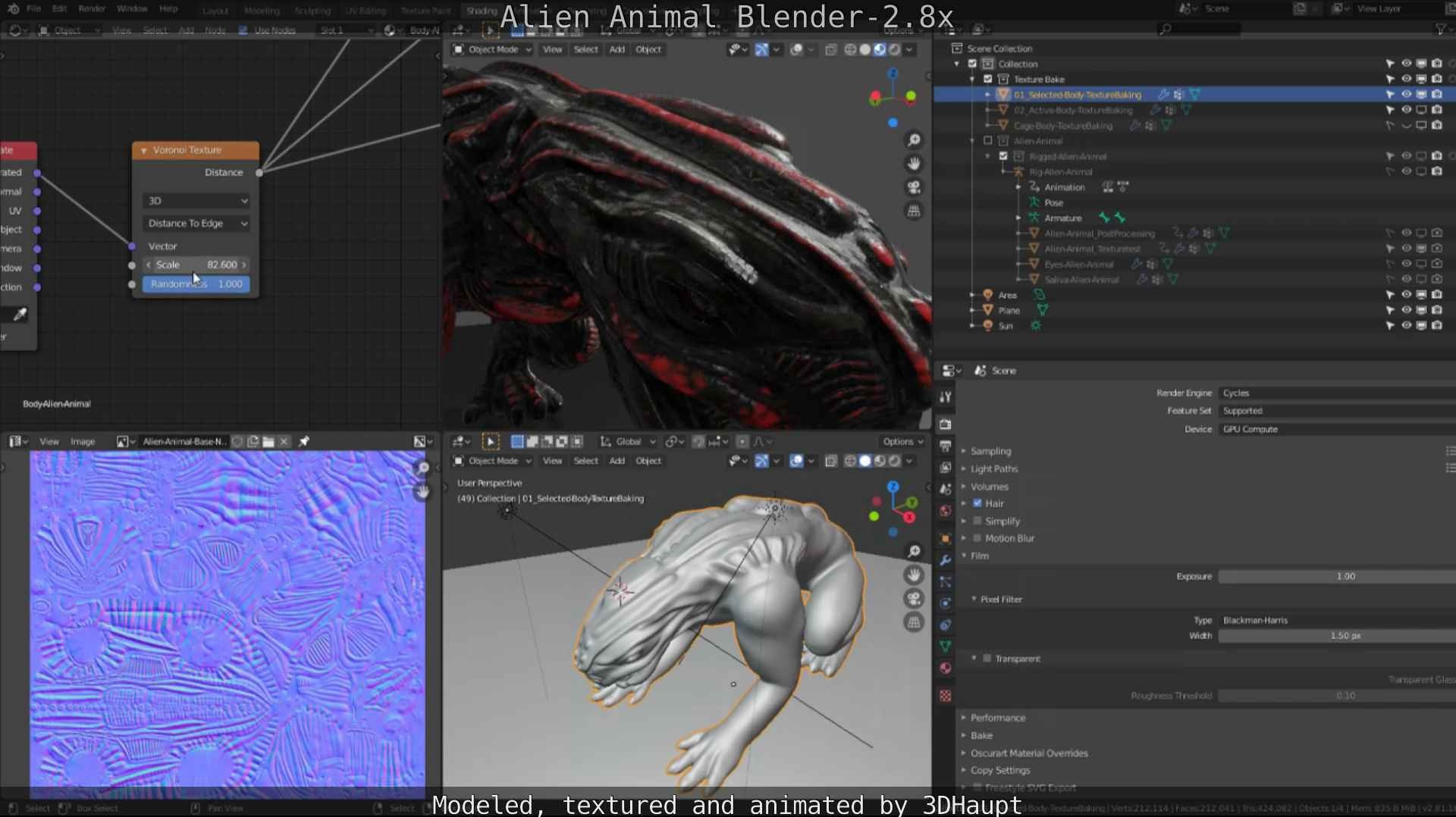 Alien Animal Update in Blender-2.8x Free 3D Model - .blend .unity .obj ...