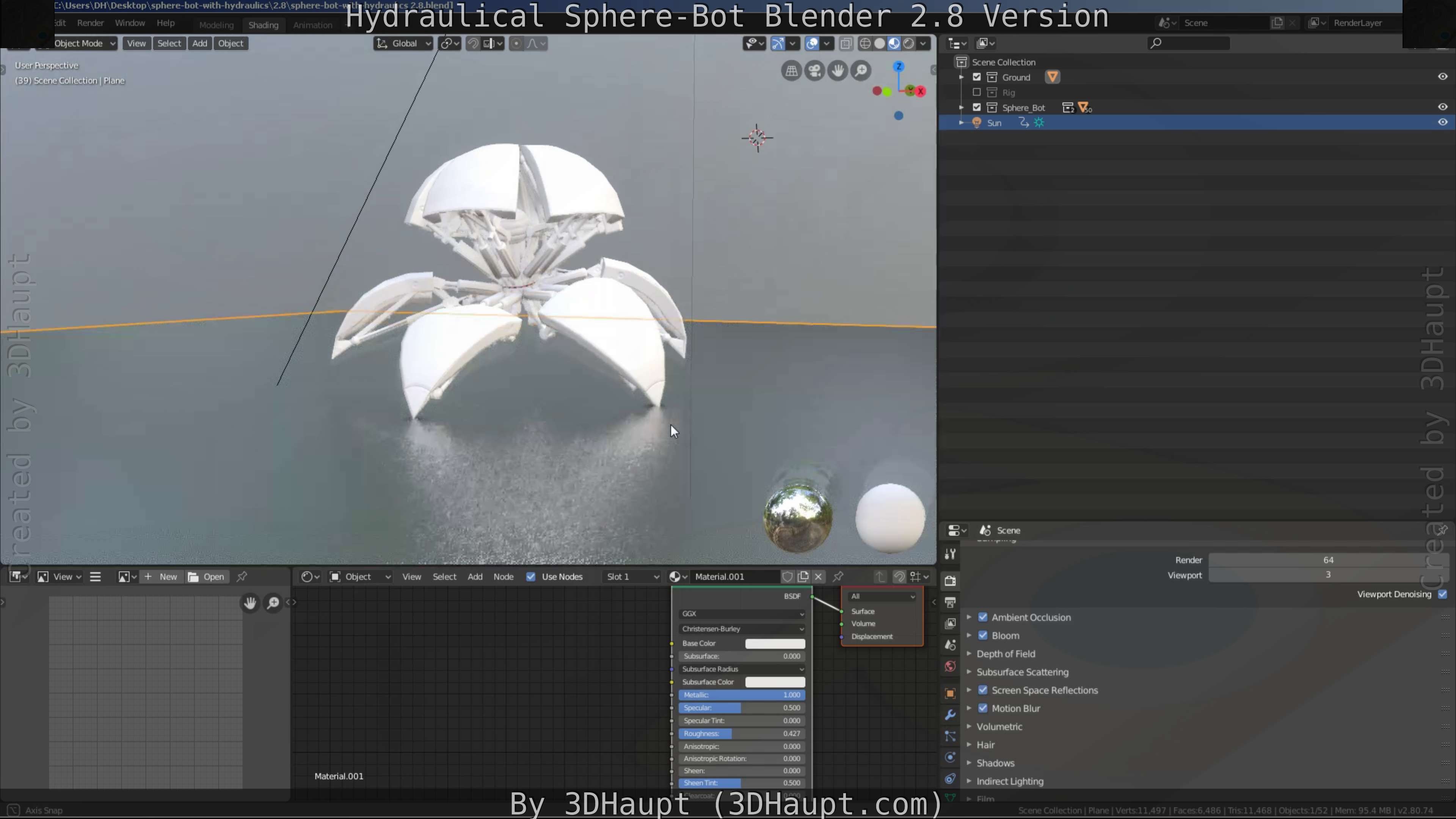 Sphere-Bot 2.8 Version Free 3D Model - .blender .textures .fbx .x .dae ...