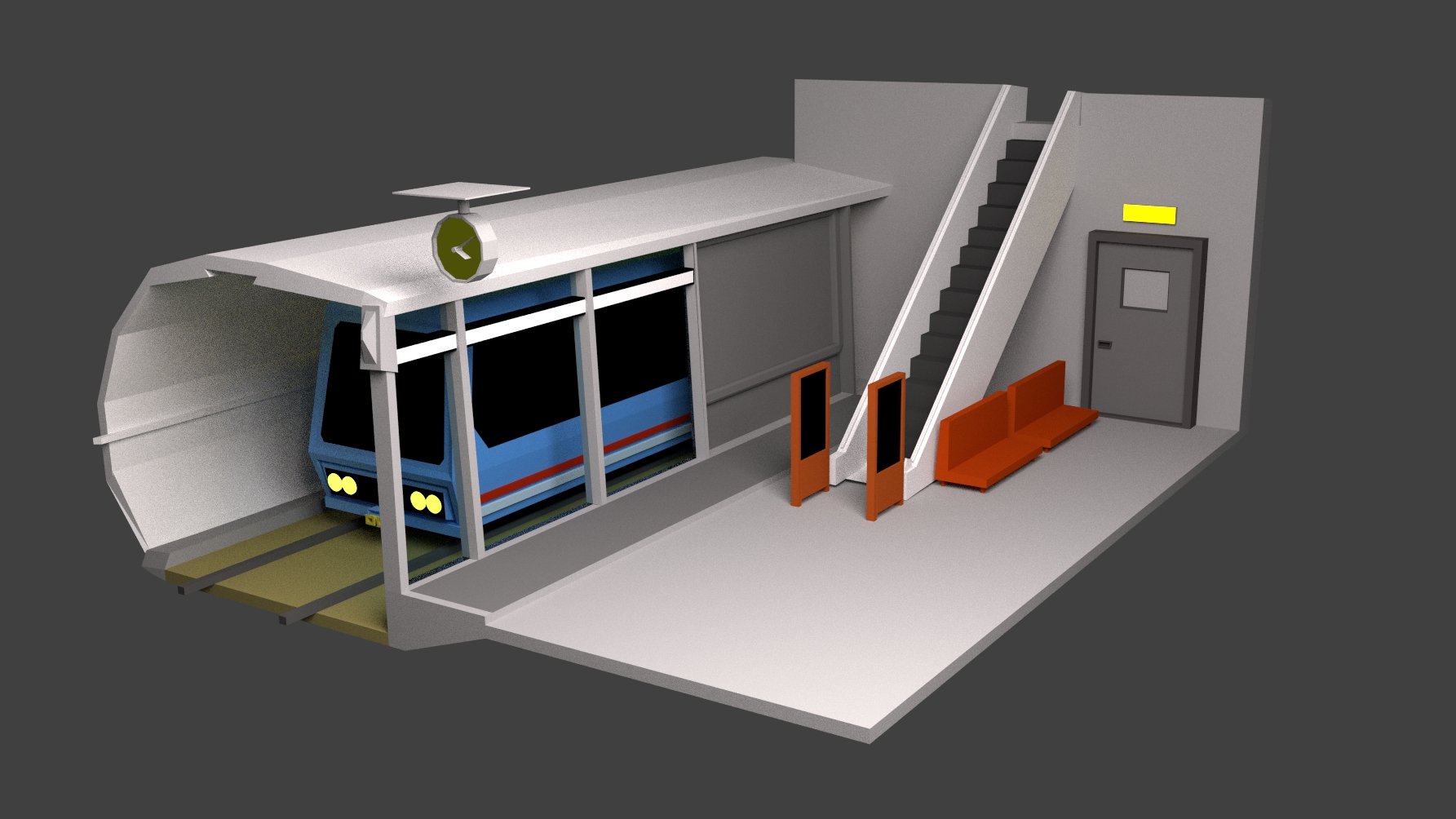 Low poly train station Free 3D Model - .blend - Free3D