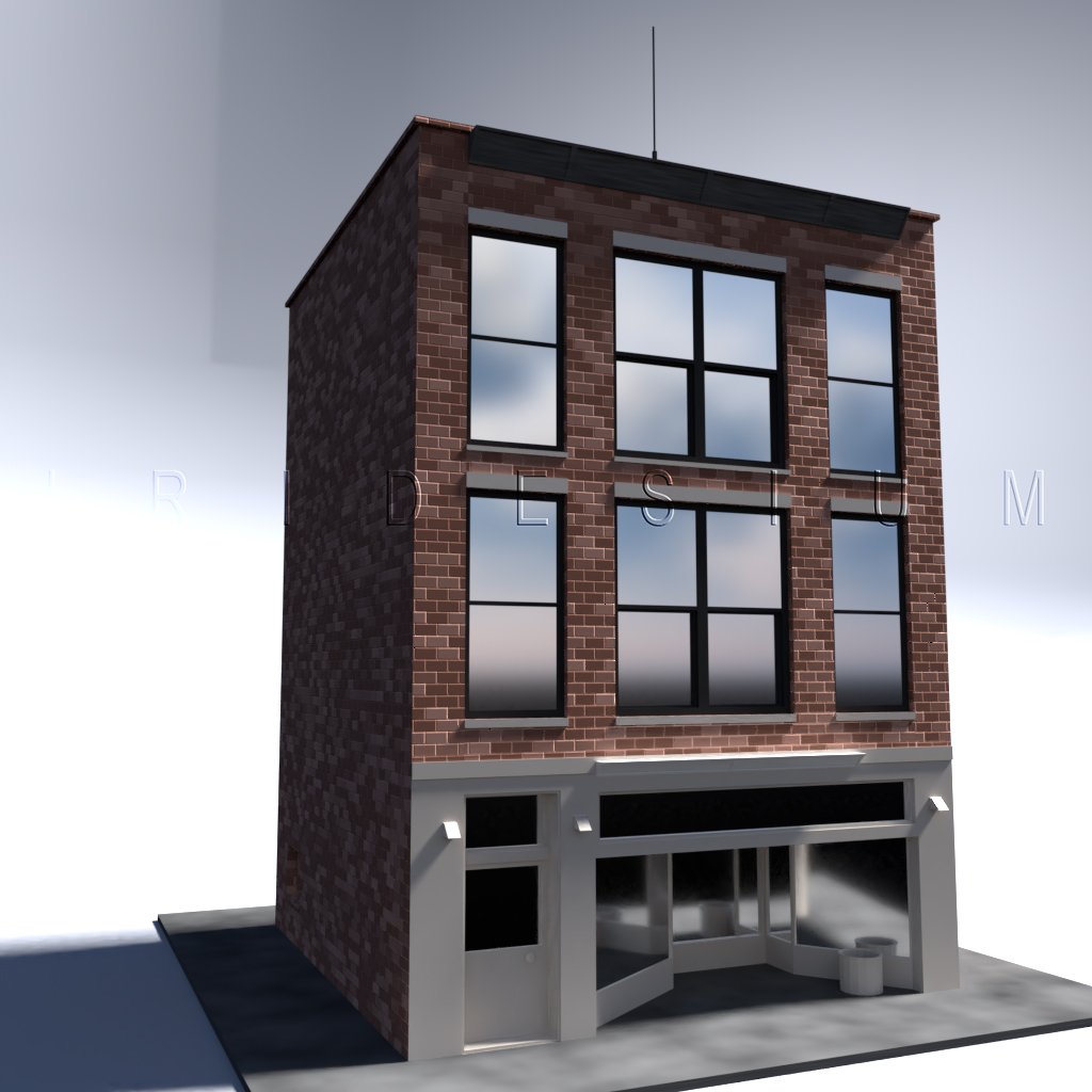 Red Brick Building Free 3D Model - .3ds .obj .blend .fbx .mtl - Free3D