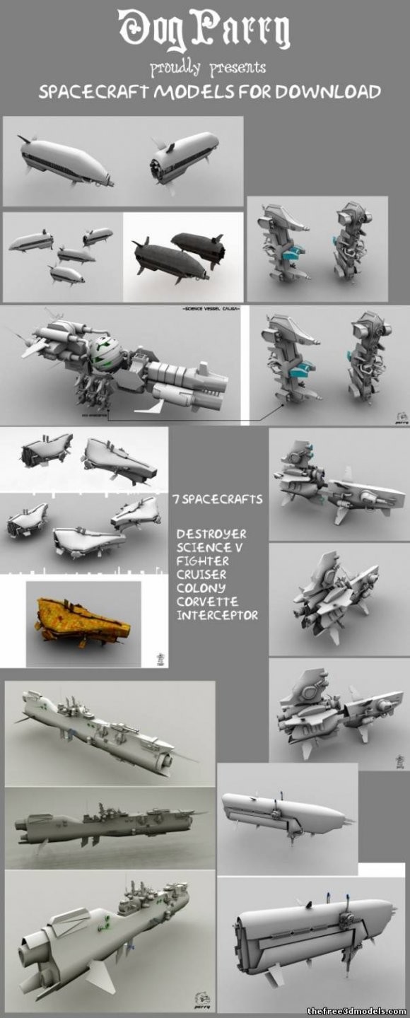 7 Space crafts Free 3D Model - .3ds .c4d - Free3D