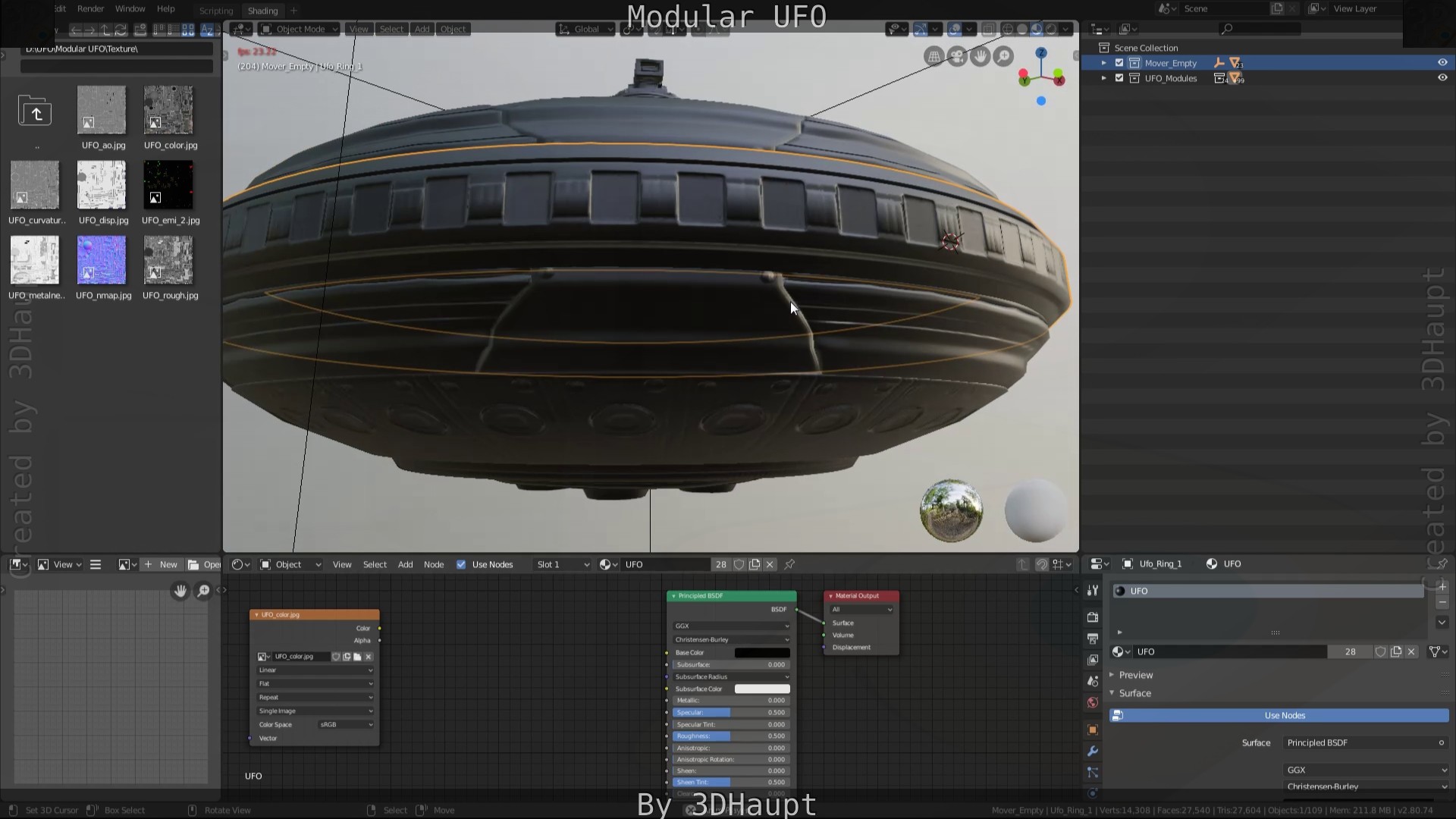 Modular UFO Modelo 3D gratis - .gltf .glb .dae .stl .ply .obj .textures ...