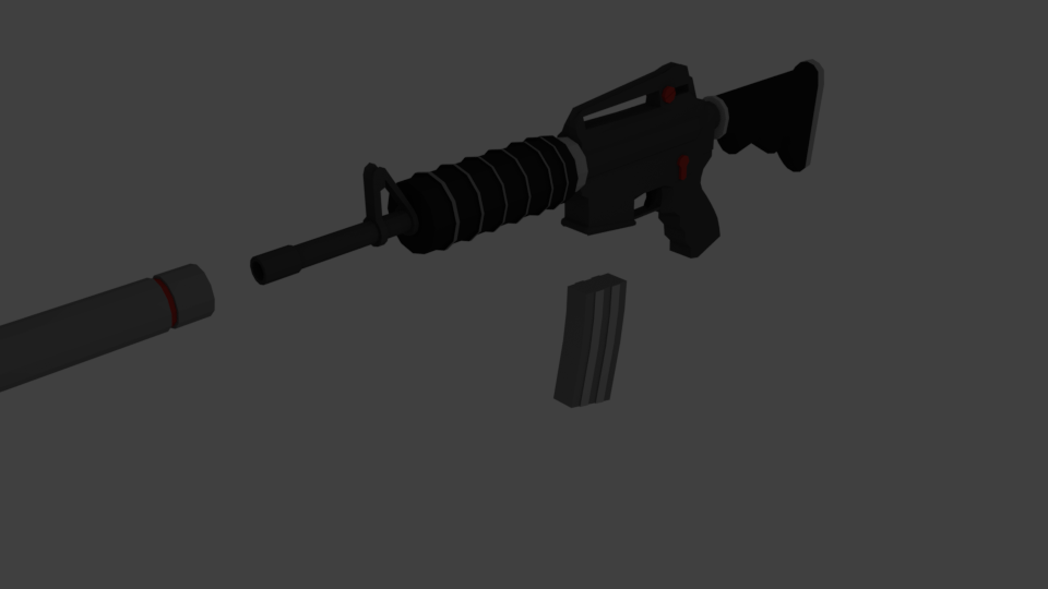 Low poly M4 A1 with silencer Free 3D Model - .blend - Free3D
