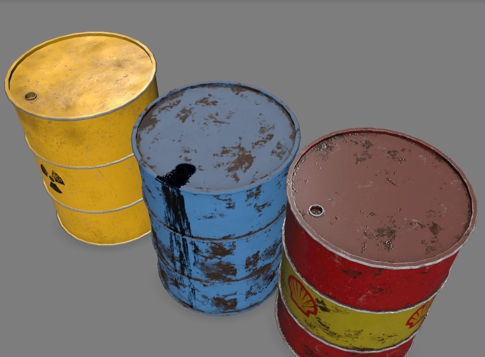 Oil Barrels PBR Free 3D Model - .obj .mb .fbx - Free3D