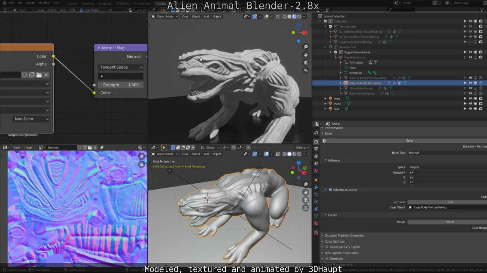 Alien Animal Update in Blender-2.8x Free 3D Model - .blend .unity .obj ...
