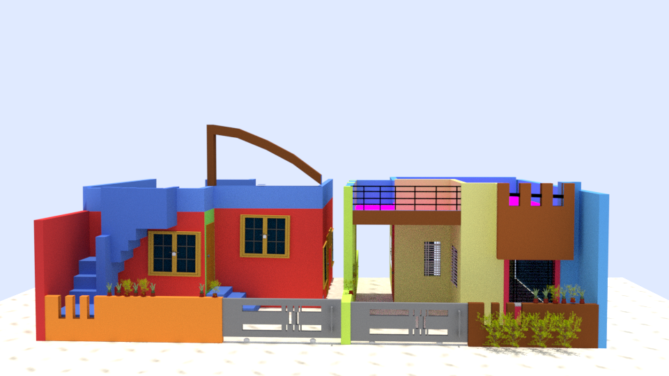 Two modern house Free 3D Model - .blend - Free3D