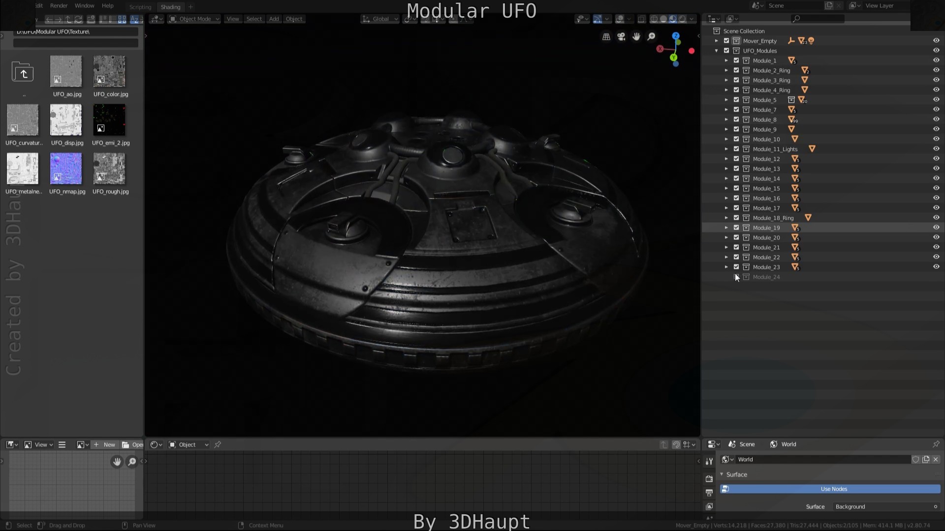 Modular UFO Modelo 3D gratis - .gltf .glb .dae .stl .ply .obj .textures ...