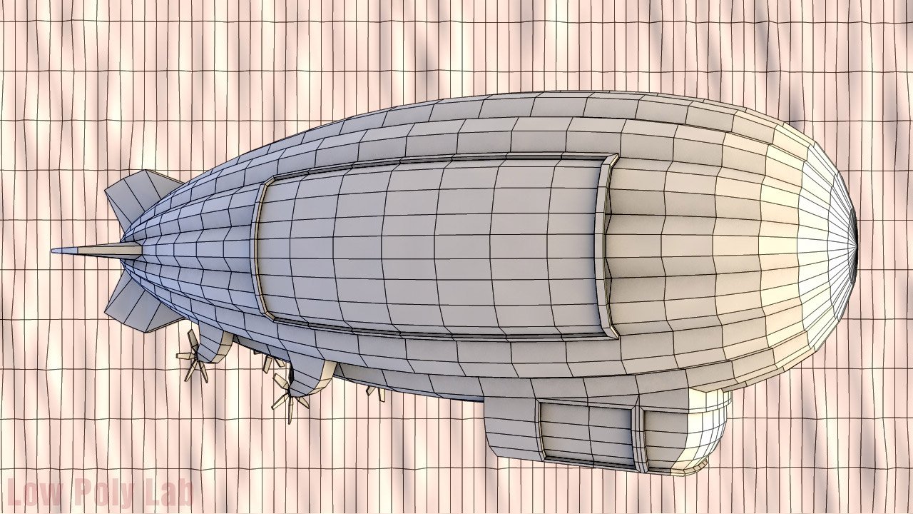 Cartoon Airship Low Poly Blimp Free 3D Model - .obj .max .c4d .mb ...