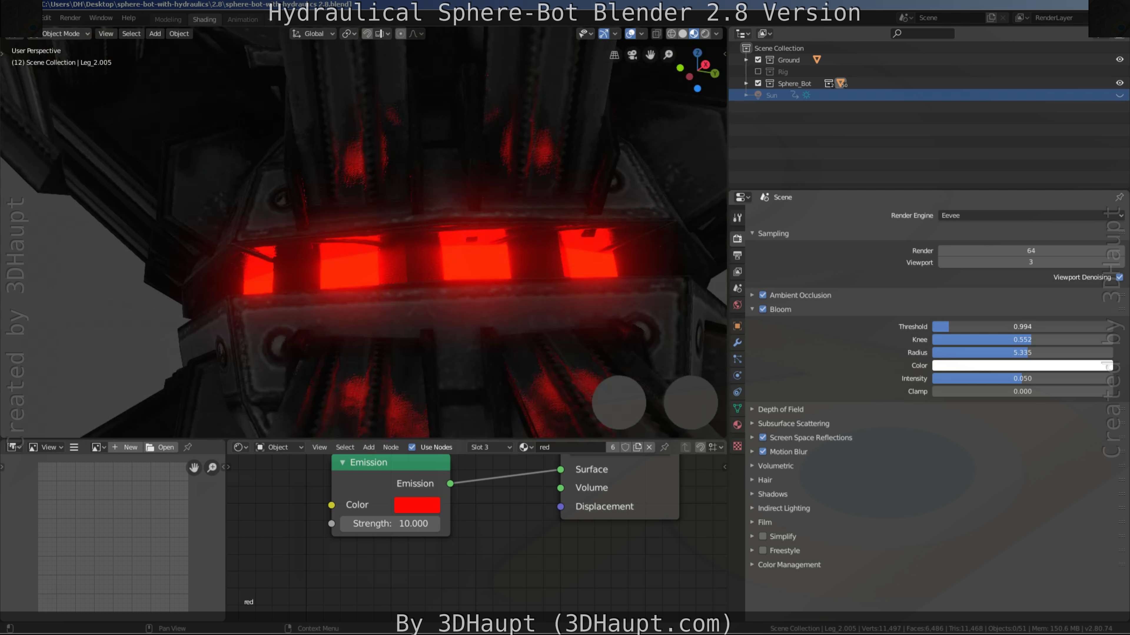 Sphere-Bot 2.8 Version Free 3D Model - .blender .textures .fbx .x .dae ...