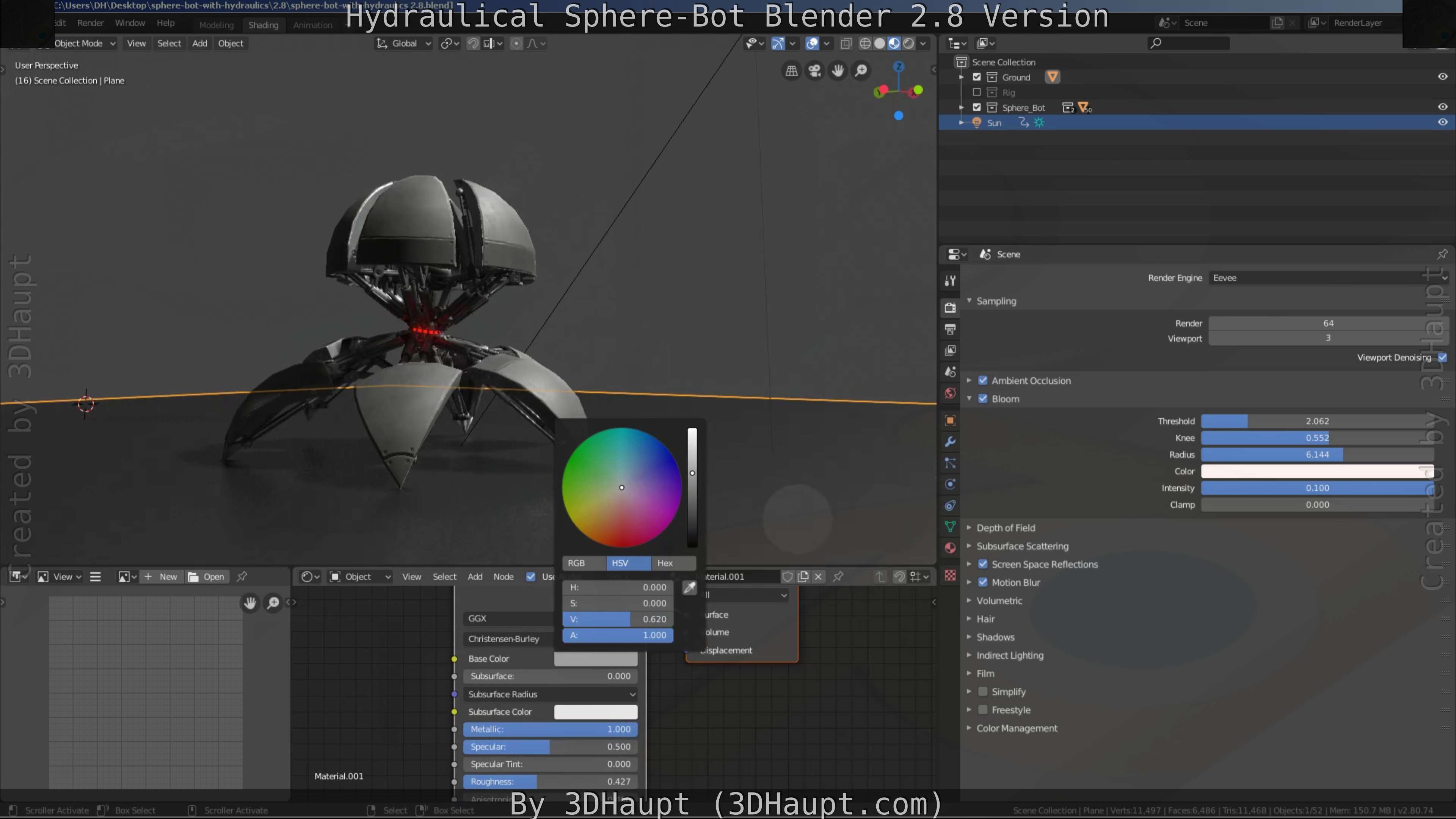 Sphere-Bot 2.8 Version Free 3D Model - .blender .textures .fbx .x .dae ...