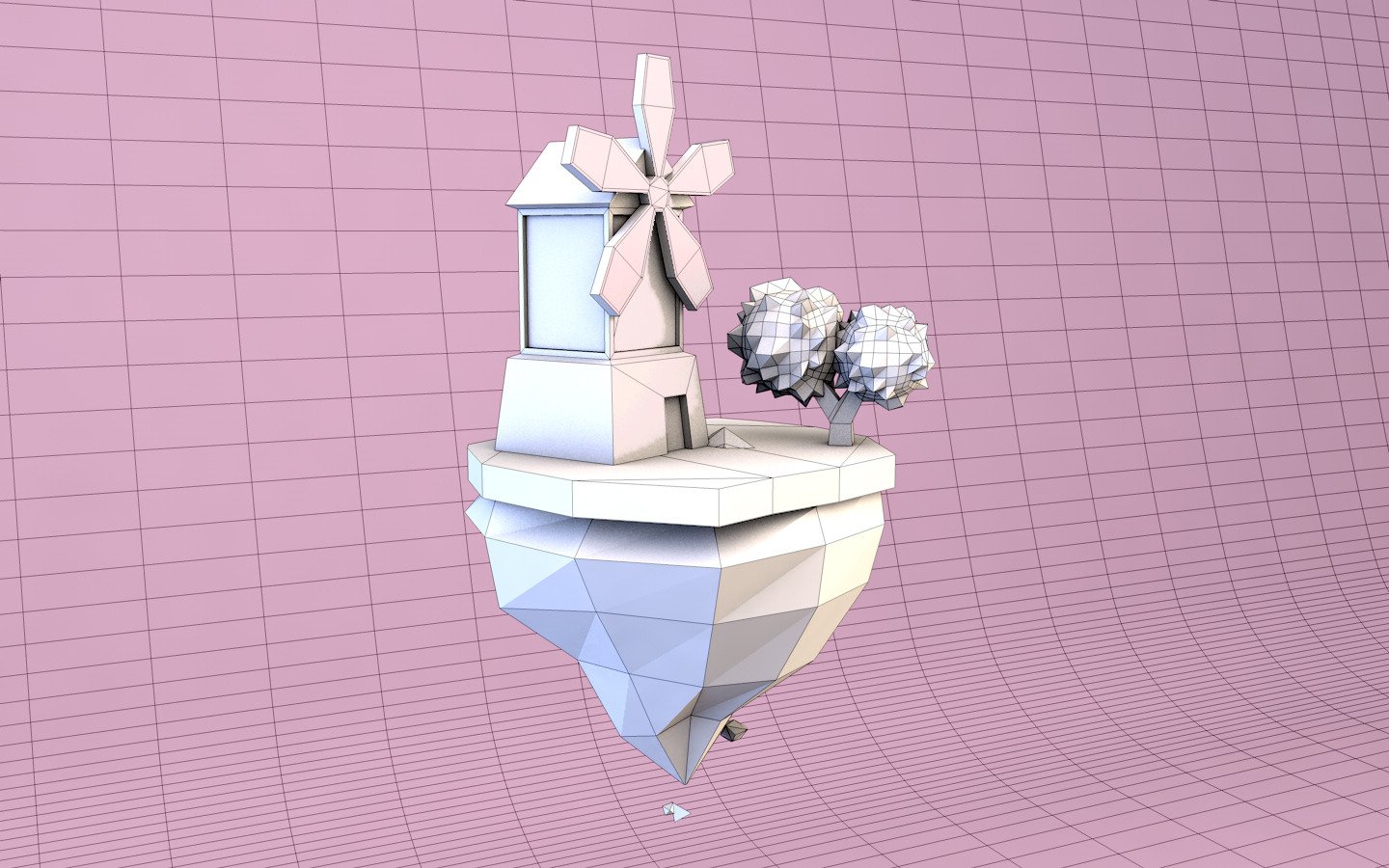 Cartoon Mill On Island Low Poly Free 3D Model - .obj .max .c4d .ma ...