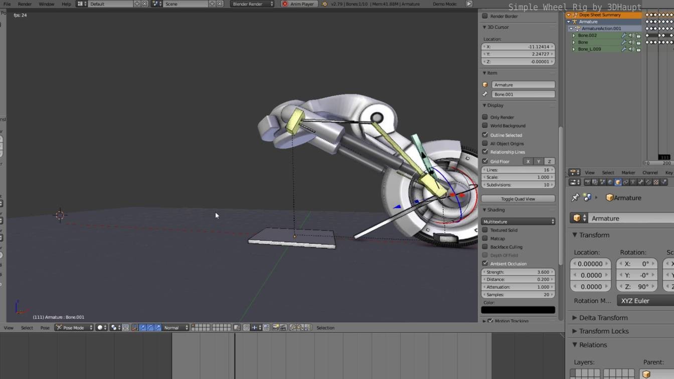 Simple wheel rig with hydraulics Free 3D Model - .tbscene .stl . .obj ...