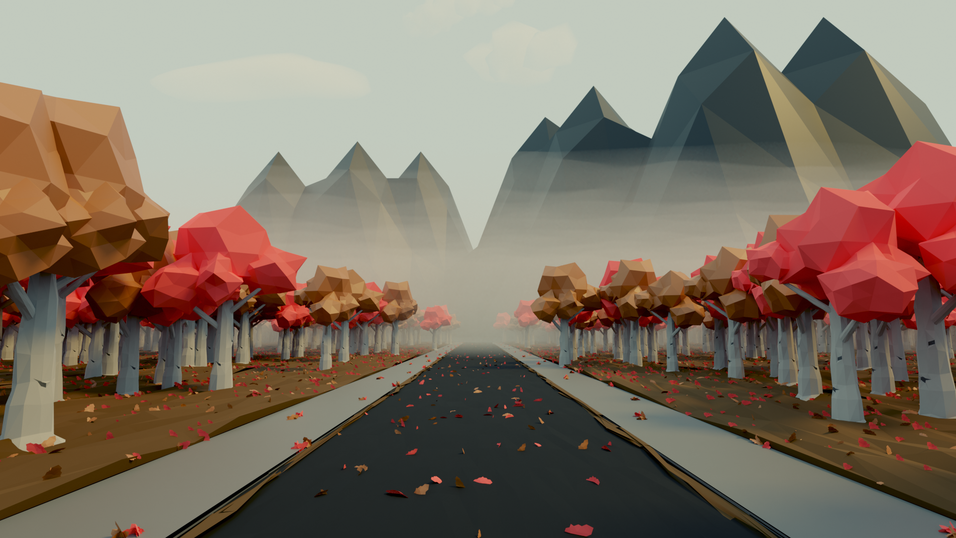 Fall Road Free 3D Model - .blend - Free3D