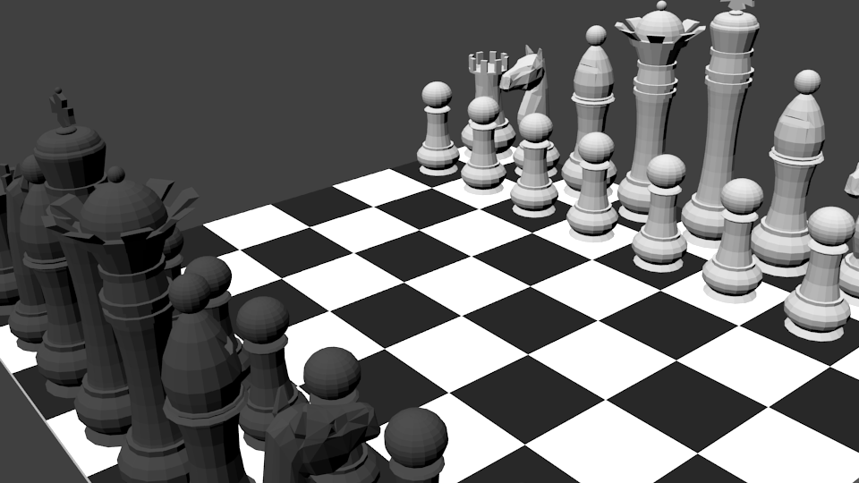 Low Poly Chess - Black & White Free 3D Model - .blend .fbx - Free3D