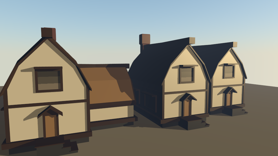 Low poly 3 medieval house Free 3D Model - .blend - Free3D