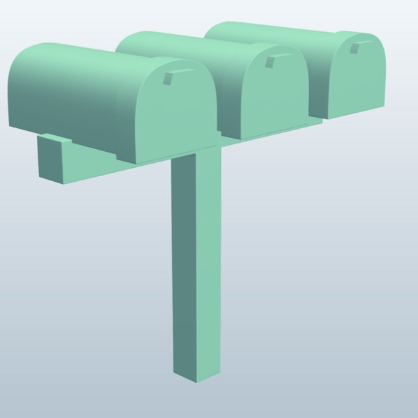 MailboxesOnWoodenPost v1 Free 3D Model - .obj .stl - Free3D
